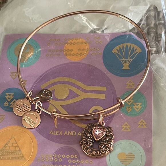 Alex and Ani | Jewelry | Alex And Ani Rose Gold Bangle Love And Luck ...